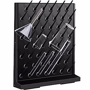 INTBUYING Bottle Drying Rack Pegboard Wall Mounted Desk Black 52 Pegs Removable PP Glassware Drying Draining Rack Education&lab Cleaning Equipment