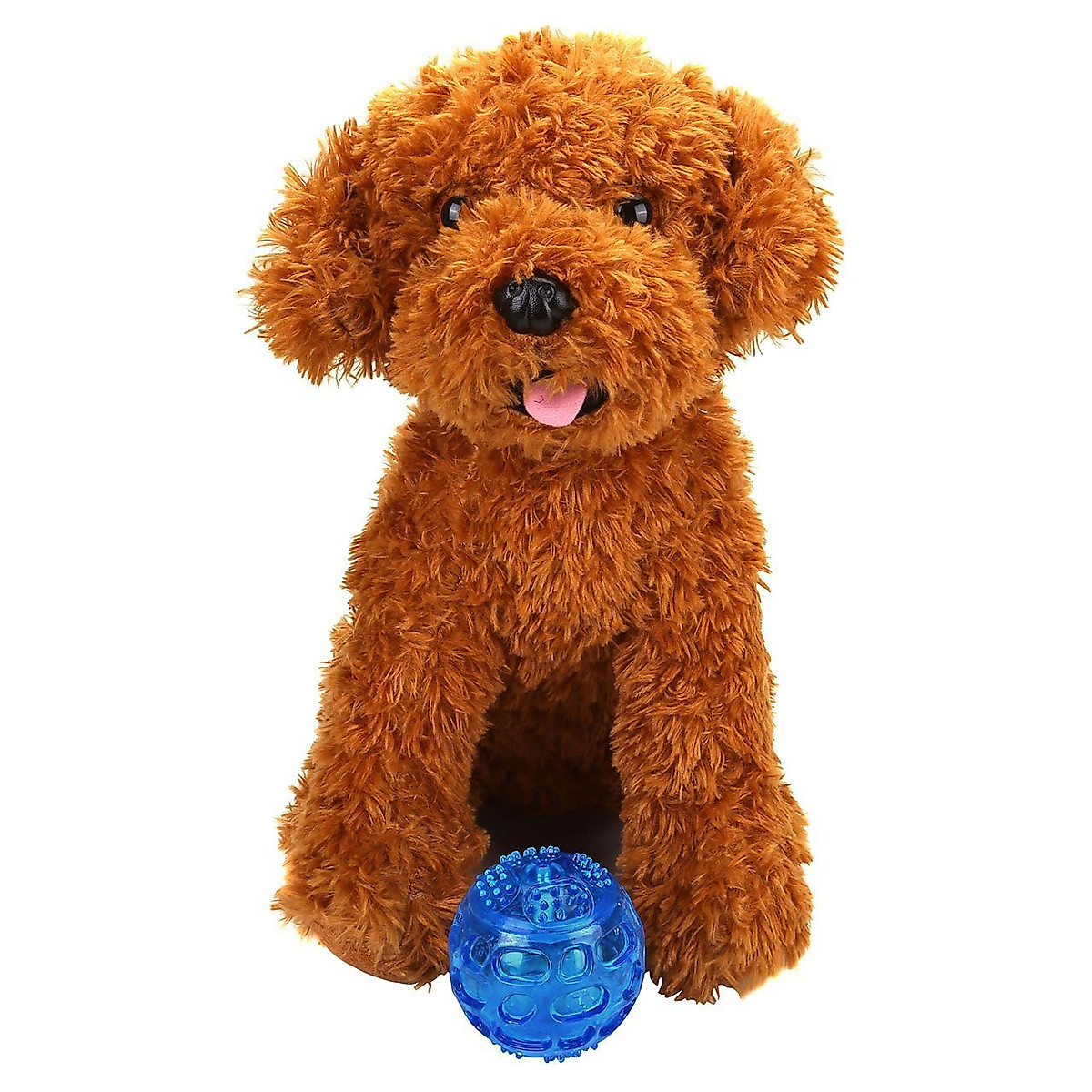 JULYFOX Pet Balls for Dog Squeaky Fetch Ball Toys Durable Chew Toy with Squeaker Bulk for Dog Small/Medium 2 Pack Blue+Green