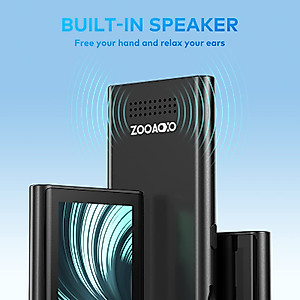 128GB MP3 Player, ZOOAOXO Music Player with Bluetooth 5.2, Built-in HD Speaker, FM Radio, Voice Recorder, Mini Design, Weigh 2.4 oz, HiFi Sound, Ideal for Sport, Earphones Included
