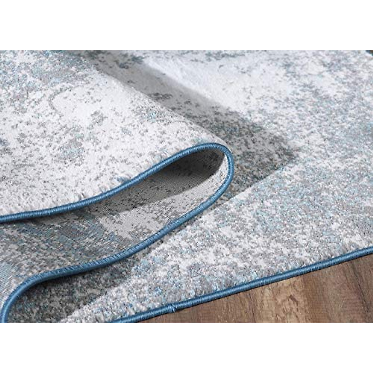 LUXE WEAVERS Modern Abstract Coastal Gray Blue 5x7 Area Rug, Stain Resistant Living Room Carpet