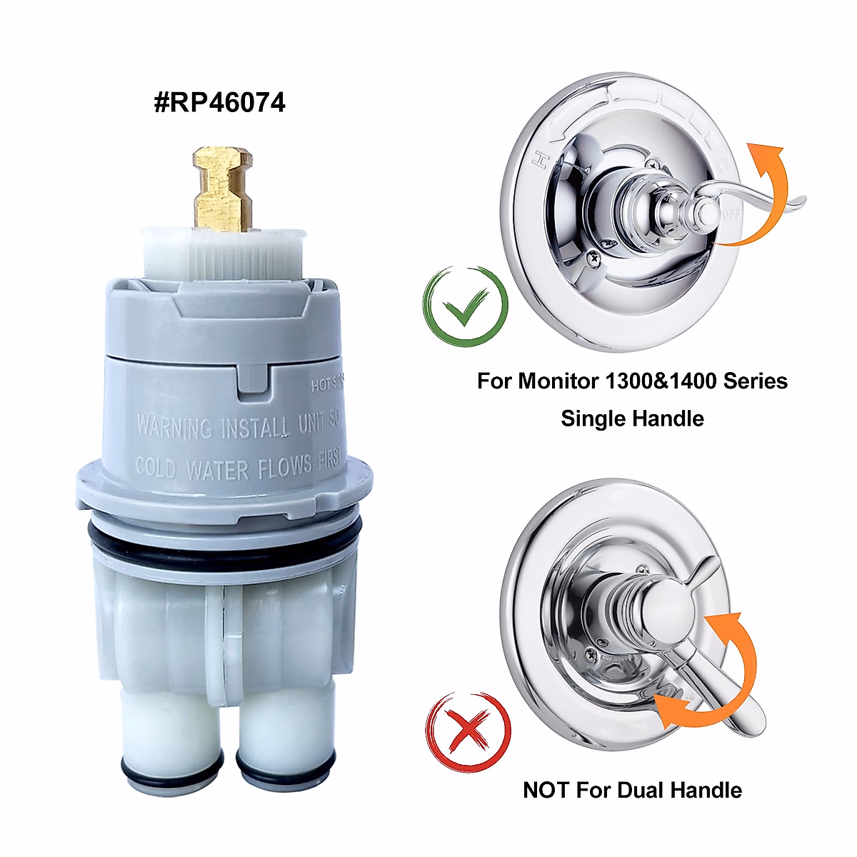 RP46074 Shower Cartridge Replacement for Delta 13/14 Series Single Handle, Bathtub Faucet Shower Valves Bonnet Nut Assembly
