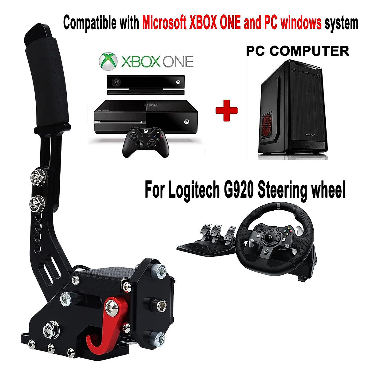 Obokidly Upgrade USB Handbrake Support G920 Compatible With XBOX ONE/XBOX ONE S For Simracing Game Sim Rig With Clamp Also Suitable For PC (Black)
