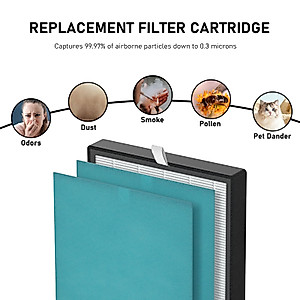 KJ203F True HEPA Replacement Filter Compatible with Colzer 142C, Mooka KJ203F, Elechomes KJ203F-142, PURO XYGEN P500 Air Cleaner Purifier, Model Number KJ203F-142-01-D, 2 HEPA Filter + 4 Pre-filter