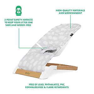 Evolur Koko Portable Infant Bouncer in Grey, Breathable Fabric, Removable Seat Cover, Easy to Clean Baby Bouncer