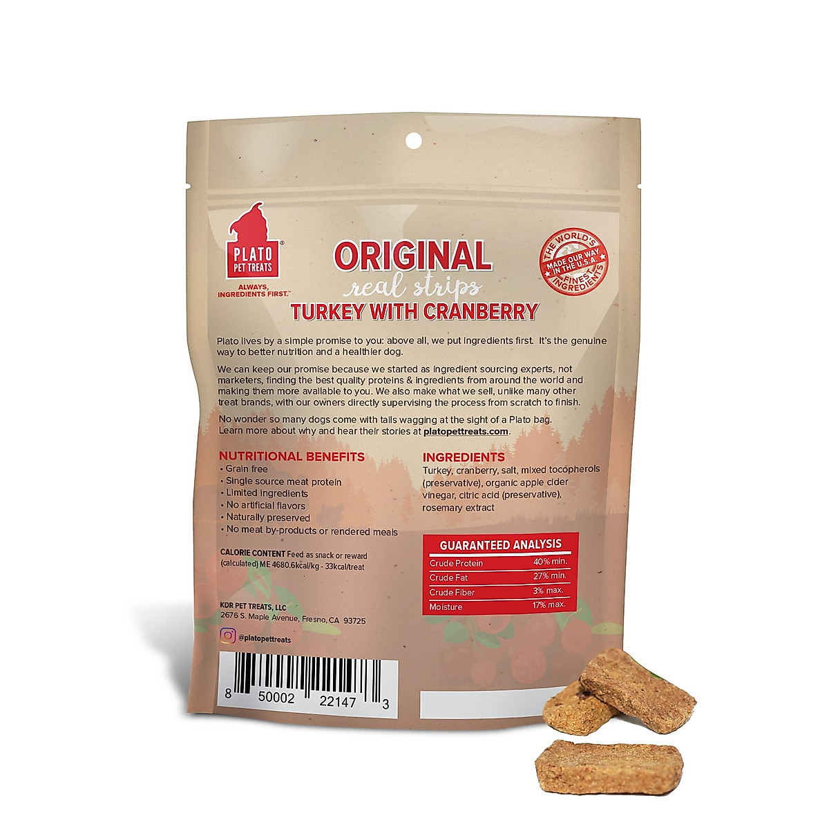 Plato Original Real Strips Turkey & Cranberry 6oz