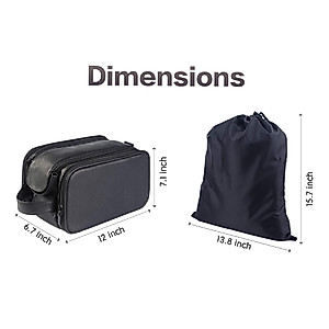 Elviros Toiletry Bag for Men, Large Travel Shaving Dopp Kit Water-resistant Bathroom Toiletries Organizer PU Leather Cosmetic Bags