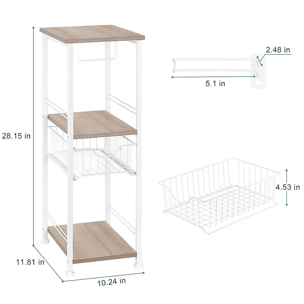 Toilet Paper Storage Cabinet Freestanding Bathroom Storage Organizer 3 Tier Narrow Bathroom Paper Towel Storage Cabinet with Drawer for Small Space Laundry Room Entryway, Light Oak