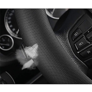 KAFEEK Car Steering Wheel Cover Men,Universal 15 inch, Microfiber Leather Carbon Fiber Black Steering Wheel Accessories, Anti-Slip, Odorless, Breathable, Black