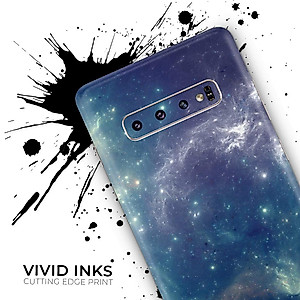 DesignSkinz Subtle Blue and Green Nebula Protective Vinyl Decal Wrap Skin Cover Compatible with The Samsung Galaxy S20 (Screen Trim & Back Glass Skin)
