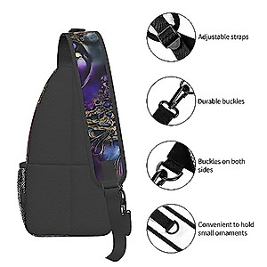 YAkkYA Men & Women Trippy King Of The Lion Art Sling Bag Backpack Outdoor Sport Daypack Travel Bag - Multipurpose Anti-Theft Tactical Satchel, Unbalance Chest Bag Rucksack
