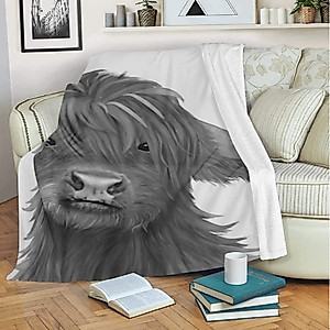 XOZOTY Personalized Funny Cow Gray Baby Blanket with Name Custom Baby Nursery Throw Fleece Blankets for Boys and Girls Birthday Tapestry 30 X 40inch