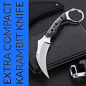 Bundle of 2 Items - Pocket Knife - Tactical Folding Knife - Knife with Fire Starter Paracord Handle - Claw Knife Micarta Handle Sharp Blade - Camping Knives - CSGO Karambits for Men and Women - Gifts