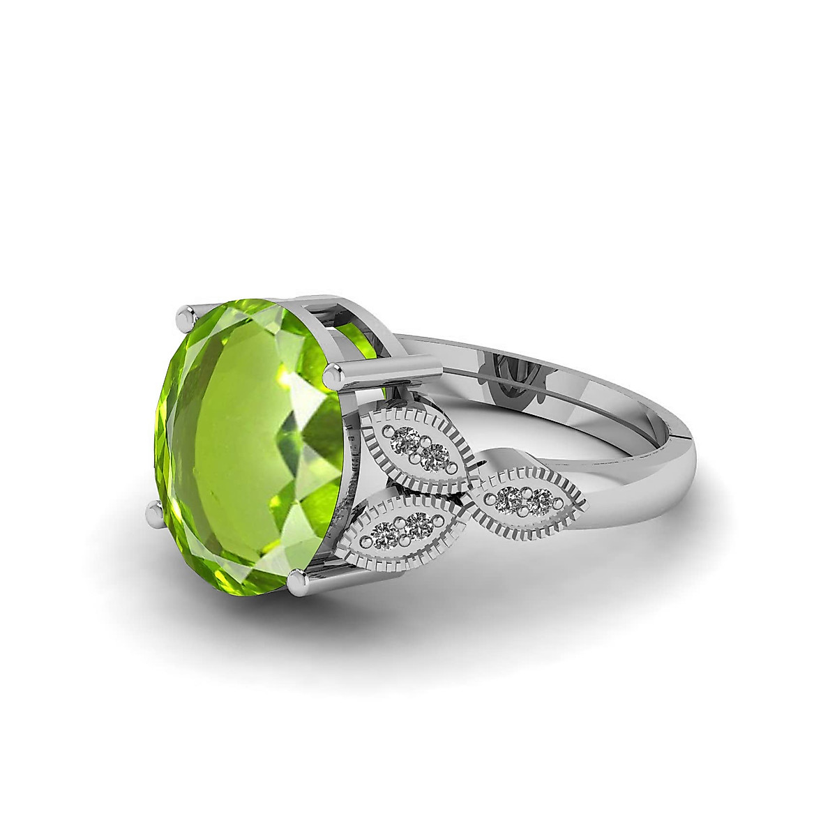 LMDPRAJAPATIS 7.25 Carat Peridot Stone German Silver Beautiful Anniversary Ring For Men And Women