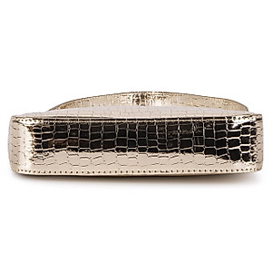 Olivia Miller Women's Fashion Faux Crocodile Leather Gold Shoulder Bag w Adjustable Shoulder Strap for Wristlet Option, Casual Chic 90s Y2K Retro Purse Handbag