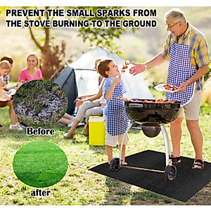 Viycuho Grill Pit Mat,Grill Mat Under Desk, Double-Sided Fireproof Oil-Proof Mats for Fire Pit, Grill Mats for Outdoor Grill, Charcoal, Gas Grills, Smokers, BBQ (39 * 47in)