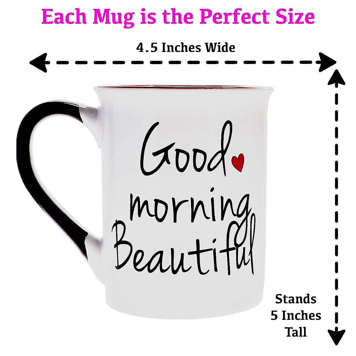 Couples Mug Set of 2 Coffee Cups, Good Morning Beautiful, Handsome' 16oz Coffee Mugs, Ideal Couples Gift Ideas, Birthday Gifts for Women, Boyfriend Gifts, Gift for Girlfriend