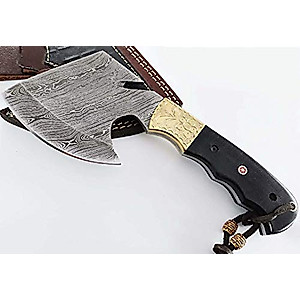 Damascus Steel Blade Axe Hatchet Gut Hook Tomahawk Hunting Knife Camping Hiking SM23