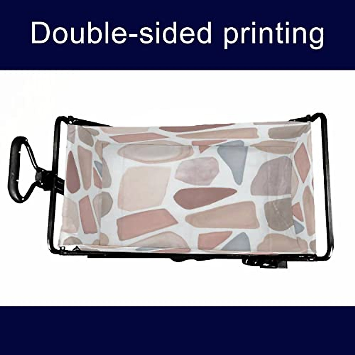 Collapsible Wagon Cart Abstract Nordic Print with Geometric Shapes on White Watercolor Foldable Utility Wagon Large Capacity Garden Cart with Push Bar for Beach Camp Outdoor Shopping