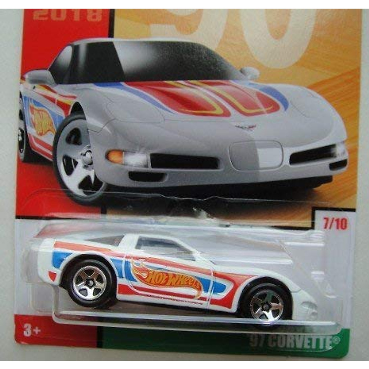 Hot Wheels 90s, White '97 Corvette 7/10 50TH Anniversary