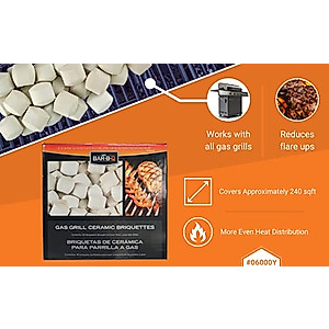 Mr. Bar-B-Q 06000Y Ceramic Gas Grill Self Cleaning Briquettes, Replacement for Lava Rocks, Cleaner Cooking, Gas Grill Briquettes for BBQ Grill, EMW8015680, 60 Count