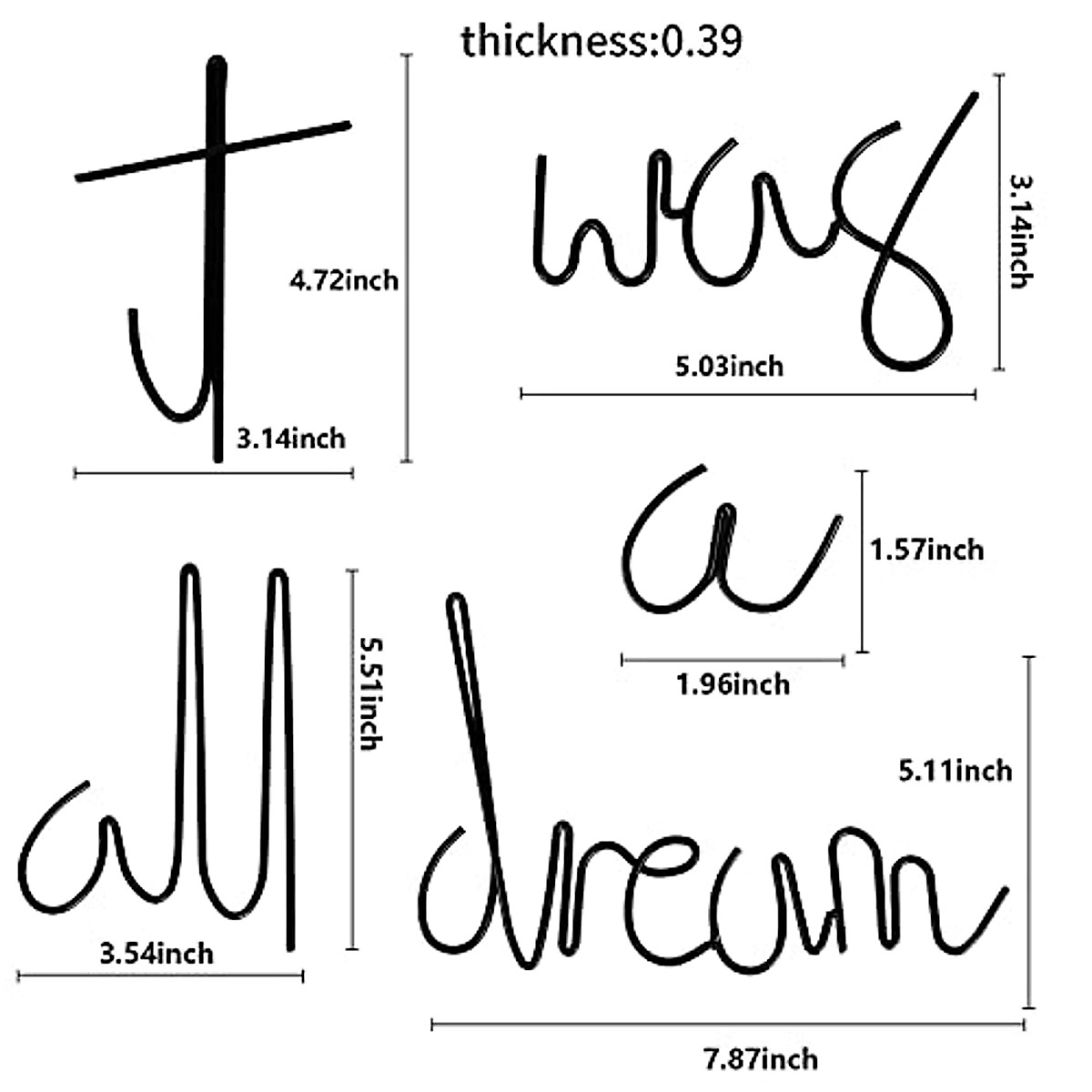 HIMIFOLO Metal Words Wall Decor Quote Sign Bedroom Wall Decor Above Bed Art Sculpture for Home Living Room Hotel Apartment Wall Decoration(It was All A Dream)