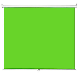 KHOMO GEAR Green Screen 84 x 84 inch - Extra Large Pull Down Projector Green Screen Backdrop - Durable Height-Adjustable - Multiple Hanging Options - Portable Collapsible Roll Down Projector Screen