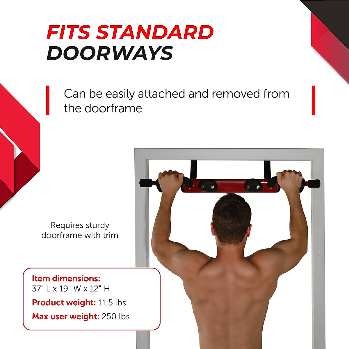 Stamina X Boulder Doorway Trainer - Pull Up Bar for Doorway - Grip Strength for Doorway with Smart Workout App - Fitness Trainer Boulder Fit Door Gym - Up to 250 lbs Weight Capacity