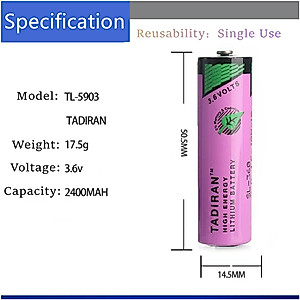 WELLVEUS 30Pack 3.6 Volt Lithium Battery Replacement Battery for Tadiran TL-5903 SL-360 for Siemens S7-400 PLC Machine