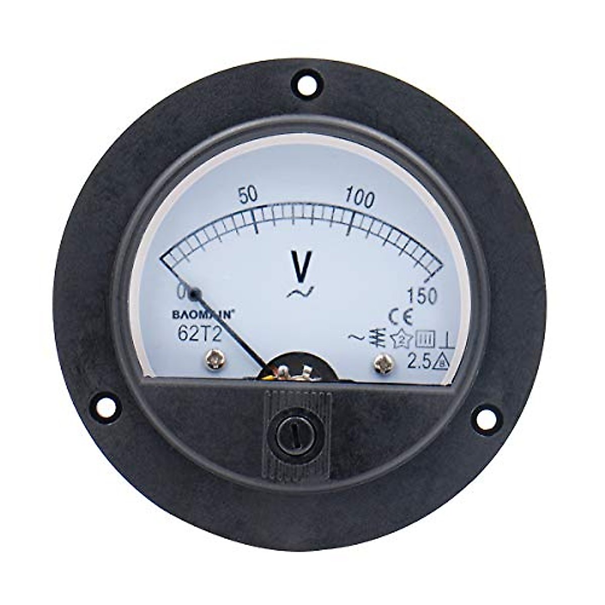 Baomain Round Voltmeter Voltage Meter 62T2 Gauge Analog Panel Class 2.5 AC 150V