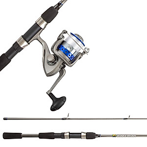 Fishing Rod and Reel Combo - 6.6-Feet Fiberglass Pole and Spinning Reel with 10lb Line for Pond, Lake, and Shoreline Fishing by Wakeman (Blue)