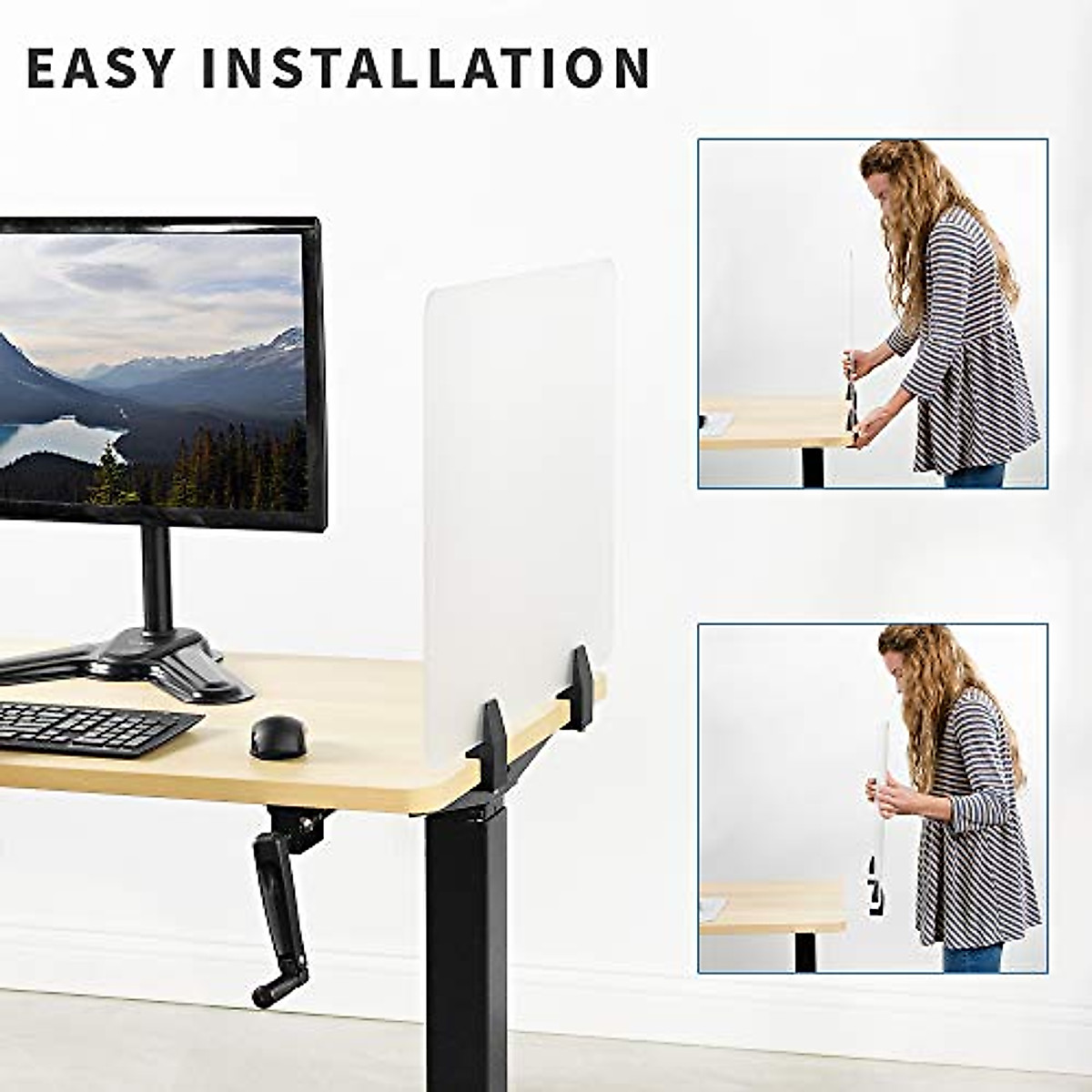 VIVO Frosted Plexiglass Desk Privacy Panels (Set of 2)