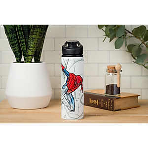 Silver Buffalo Marvel Spiderman Stainless Steel Water Bottle, 25 Ounces
