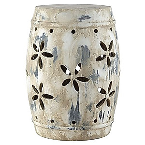 Safavieh ACS4589A Ilia Cement Decorative Garden Stool, Antiqued Cream