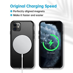 Meifigno Magnetic Case for iPhone 11 Case, [Military Grade Drop Tested & Comaptible with Magsafe], Translucent Matte PC with Soft Edges, Shockproof Phone Case for iPhone 11 6.1 inch (2019), Black