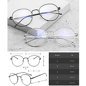 Blue Light Blocking Glasses Women Vintage Metal Round Rim Frame Retro Eyeglasses Women Men