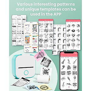 LabelCreate Mini Sticker Printer, T02 Portable Thermal Printer with 3 Rolls Paper, Pocket Sticker Printer Machine for kids,Study,DIY,School Notes