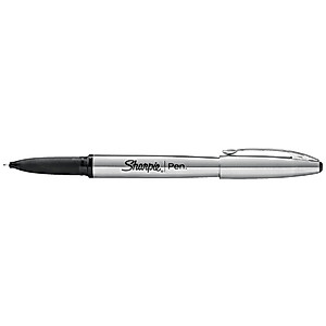 SHARPIE Stainless Steel Grip Pen, Fine Point (0.8mm), Black, 1 Count