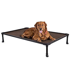 Veehoo Chew Proof Elevated Dog Bed - Cooling Raised Pet Cot - Rustless Aluminum Frame and Durable Textilene Mesh Fabric, Unique Designed No-Slip Feet for Indoor or Outdoor Use, Brown, X Large