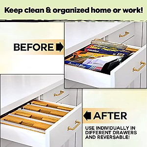 Mainstream Source® Bamboo Wrap Dispensers – Foil and Plastic Wrap Organizer Set for 12 Inch with Extended Cutters and Labels, Works as Foil, Plastic Wrap, Parchment, or Wax Paper Holder (1pc)