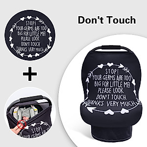 Car Seat Cover for Babies, Stop No Touch Sign Nursing Cover Breastfeeding Cover, Stretchy Infant Carseat Canopy, Multi Use Cover Shopping Cart/High Chair/Stroller Covers, Super Soft Breathable