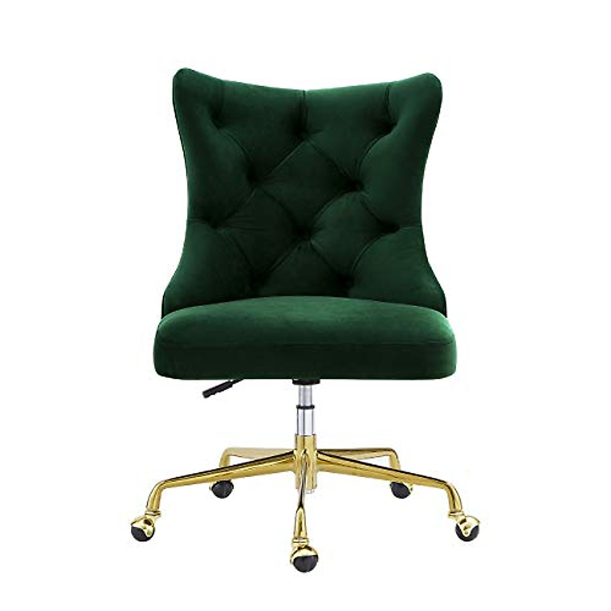 24KF Velvet Upholstered Tufted Button Home Office Chair with Golden Metal Base,Adjustable Desk Chair Swivel Office Chair - 7081-Jade