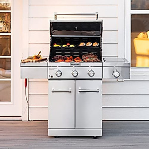 KitchenAid 3-Burner 51,000 BTU Stainless Steel Propane Gas Grill with Infrared Side Burner and Cabinet