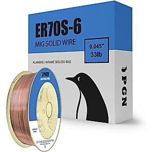 PGN Solid MIG Welding Wire - ER70S-6-0.045 Inch, 33 Pound Spool - Mild Steel MIG Wire with Low Splatter and High Levels of Deoxidizers - For All Position Gas Welding