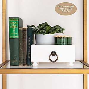 Farmhouse Napkin Holder White - Wooden Napkin Holder With 4 Feet, Rustic Napkin Holder Wood, White Napkin Holder With Handle, Flat Napkin Holder for Table, Table Napkin Holder, Paper Napkin Holder