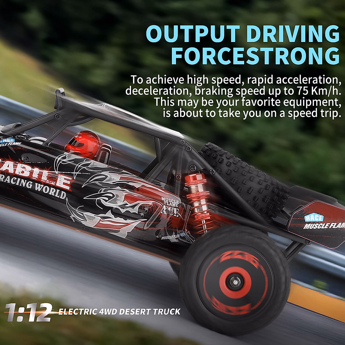 GoolRC WLtoys 124016 V2 RC Car, 1:12 Scale Remote Control Car, 4WD 75km/h High Speed Racing Car, 2.4GHz All Terrain Off Road RC Truck RTR with Brushless Motor and Metal Chassis for Kids Adults