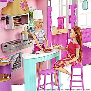 Barbie Doll & Playset, Cook 'n Grill Restaurant with Pizza Oven & 30+ Pieces Including Furniture & Kitchen Accessories