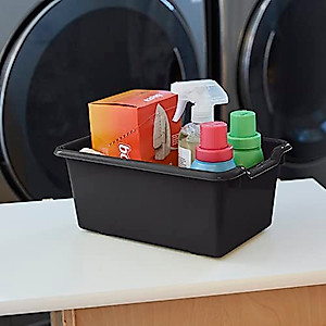 ECR4Kids Scoop Front Storage Bin, Multipurpose Organization, Black, 5-Piece