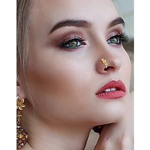 Akeoqi 12Pcs Nose Ring Hoop Cartilage Earring Cute Leaf Star CZ Butterfly Paved Nose Piercing Jewelry 20G for Women men Gold Tone