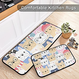 Emelivor Dog Kitchen Rugs and Mats Set 2 Piece Non Slip Washable Runner Rug Set of 2 for Floor Home Kitchen Laundry Decorative