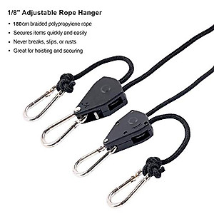 VIPARSPECTRA 2 Pair of 1/8 inch Heavy Duty Adjustable Grow Light Rope Hanger for Grow Light Fixtures & Gardening, 150lb Capacity